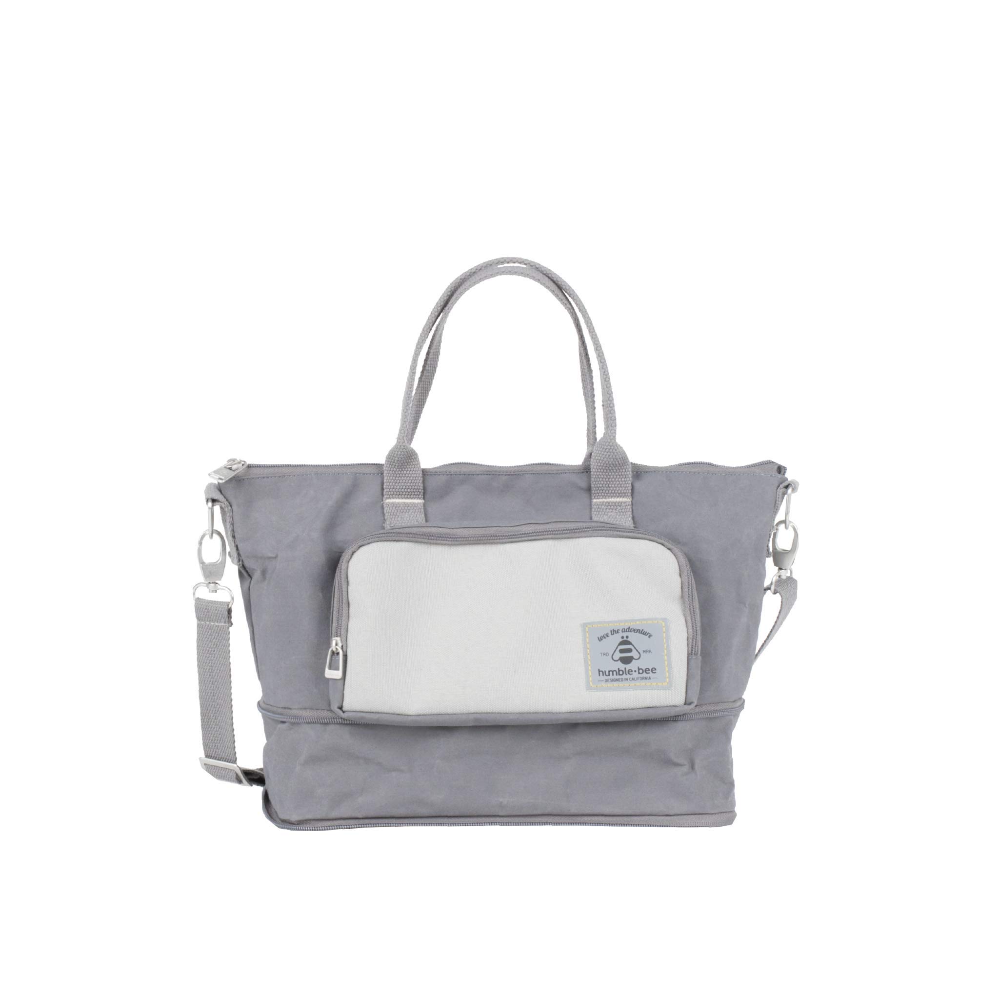 Humble-Bee Mini Charm Casual Style Expandable Stroller Organizer Purse - Built-in Cupholders Stroller Straps - Pebble Gray