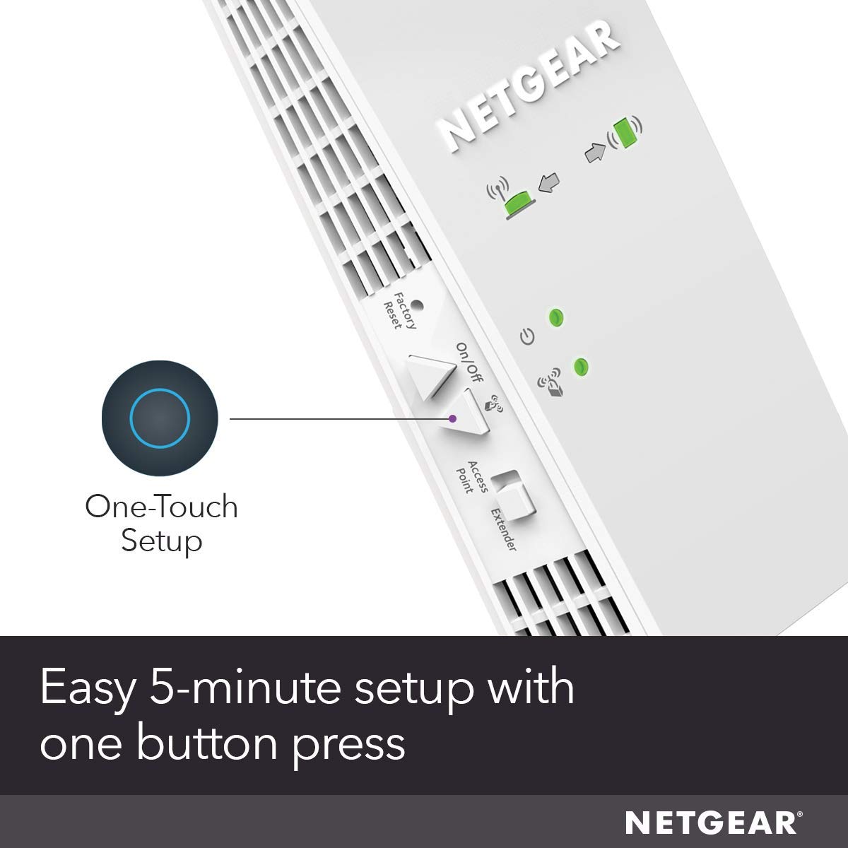 NETGEAR Wi-Fi Mesh Range Extender EX6250 - Coverage up to 2500 sq.ft. and 25 devices with AC1750 Dual Band Wireless Signal Booster & Repeater (up to 1750Mbps speed), plus Mesh Smart Roaming (Renewed)