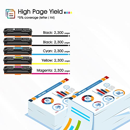 Cool Toner Compatible Toner Cartridge Replacement for HP 410A 410X Toner for HP Color Pro MFP M477fnw M477fdw M477fdn M477 Pro M452dn M452nw M452dw M452 Printer Toner (K/K/C/M/Y, 5 Packs)