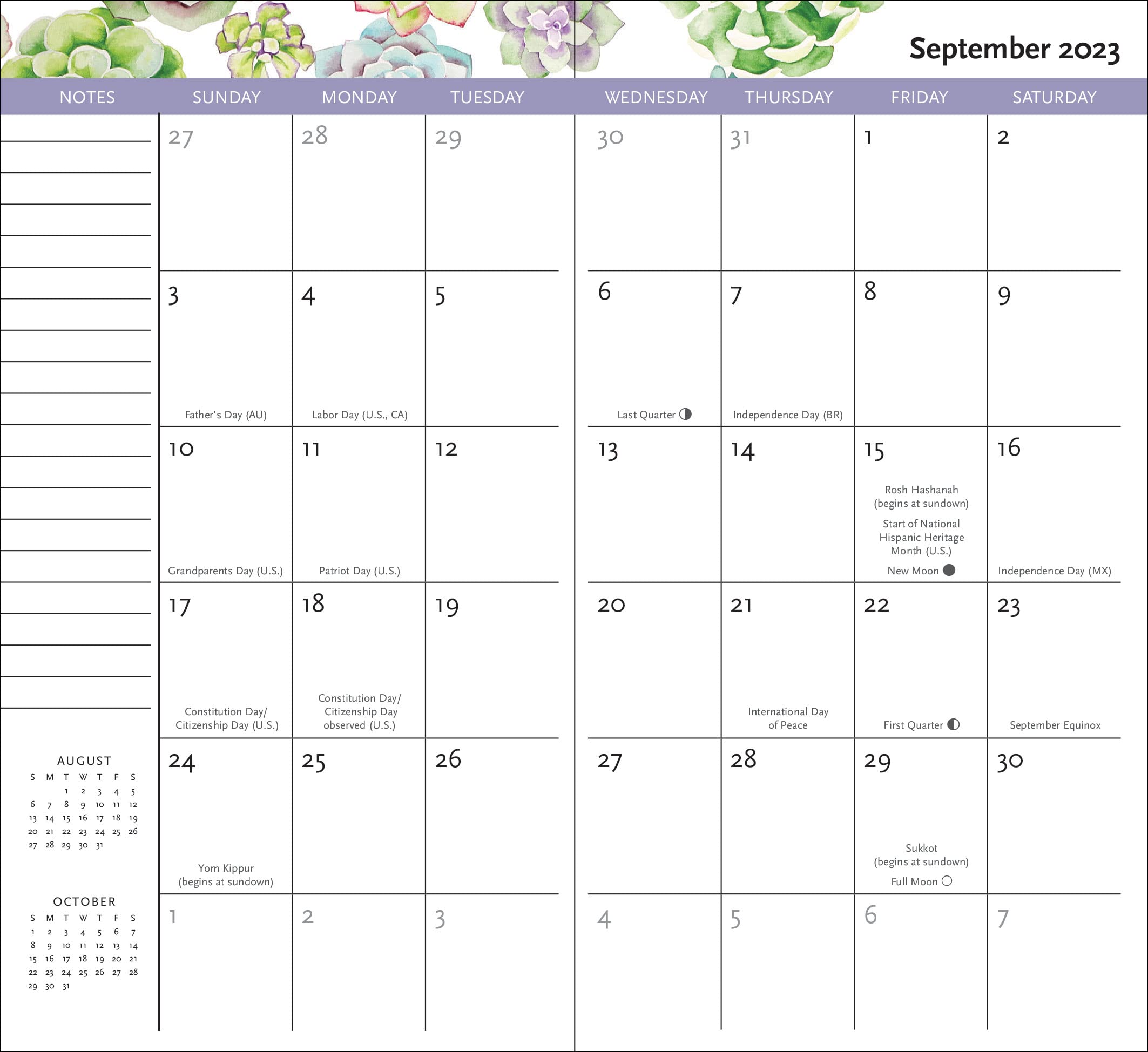 2023-24 Succulent Garden 2-Year Pocket Planner (24-Month Calendar)