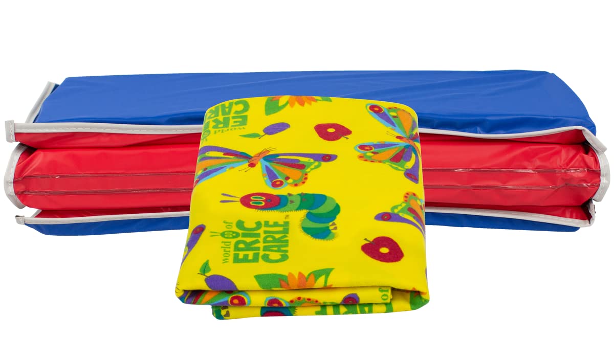 KinderMat + Eric Carle Kinderbundle - Beautiful Butterfly - Full Nap Mat & Washable Cover, Special Edition - 47" x 22", Value Bundle, Great for Daycare & Family Households