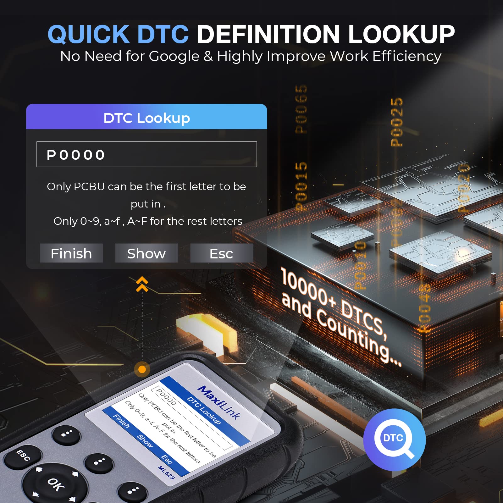 2024 Autel ML629 OBD2 Scanner ABS SRS Engine Transmission Diagnoses OBD II Full Functions Upgraded Version of AL519/AL619/ ML619 for DIYers Professionals
