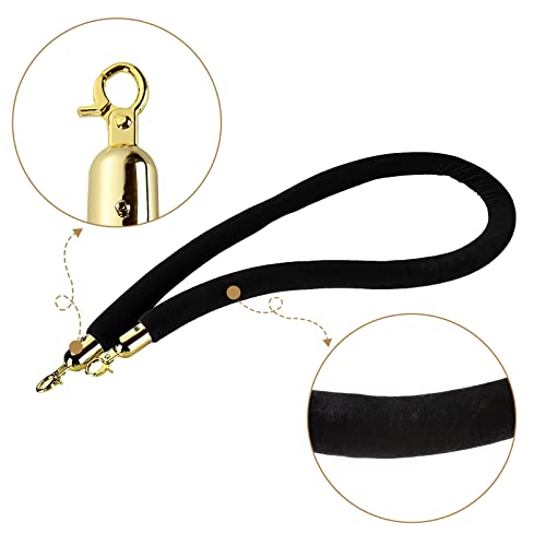 4PCS Black Velvet Stanchion Rope, 5.25 Feet Crowd Control Stanchion Ropes Fit for Movie Theaters, Grand Openings, Hotels