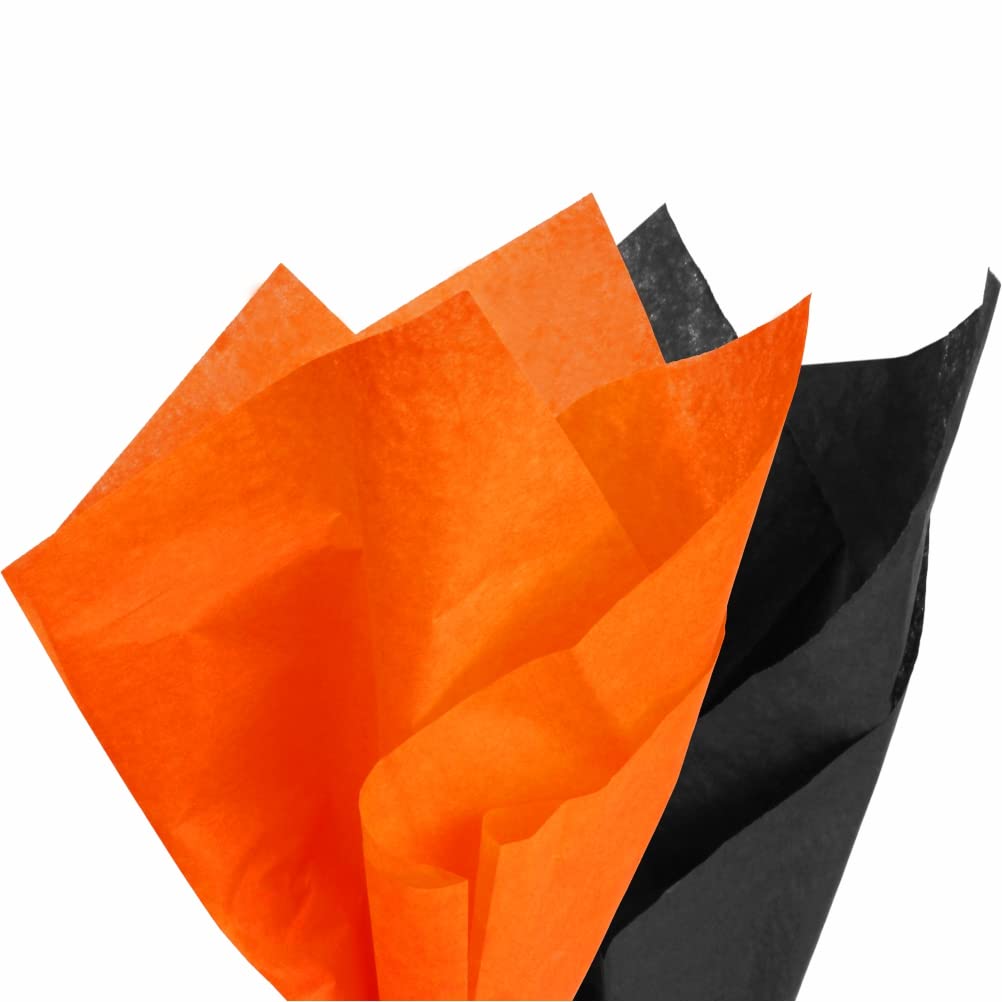PMLAND Gift Wrapping Tissue Paper - Black and Orange- 20 Inches x 26 Inches 60 Sheets
