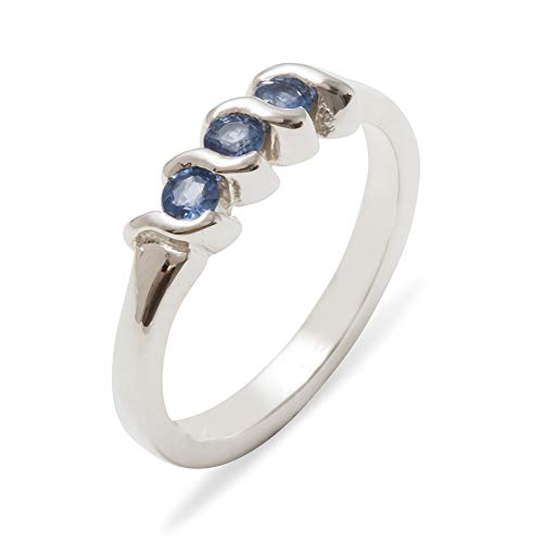 925 Sterling Silver Natural Sapphire Womens Statement Ring - Size 6.75