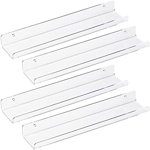 Hudson Hi-Fi LP Vinyl Record Wall Display Shelf - Display Your Favorite LP Records in Style (4 Pack, Cleay Acrylic)