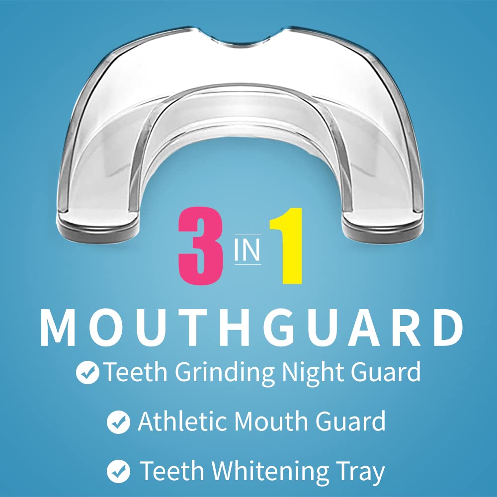 AKSO MEDICOS Bruxism Mouth Guard,Teeth Whitening Mouth Tray,2 Sizes,Pack of 6 Sports Mouth Guard with Case