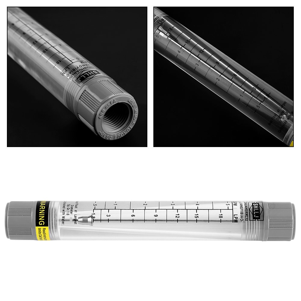 Flow Meter, 0.5-5 GPM 1.8-18 LPM Tube Type Flow Meter for Gas Liquid Pipeline Flowmeter for Water Industrial Field