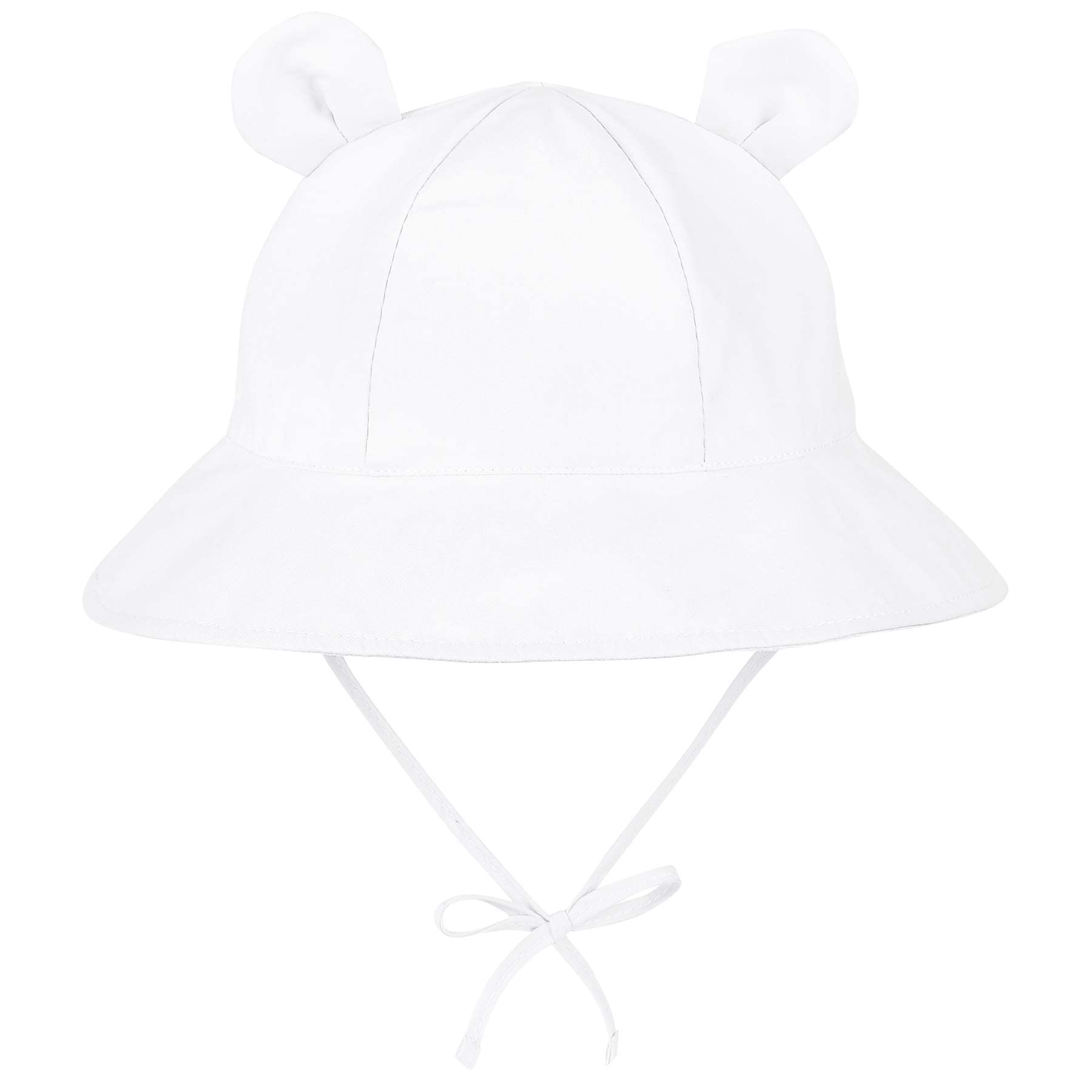 Zando Baby Sun Hat Bucket Hat Wide Brim Beach Caps Toddler Hats for Boys with Bear Ears Infant Summer Hat for Girls White 0-6Months