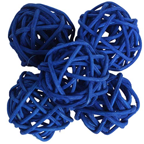 Andifany 12 pcs 3cm Rattan Wicker Ball for Garden, Wedding, Party Decoration (Royal Blue)