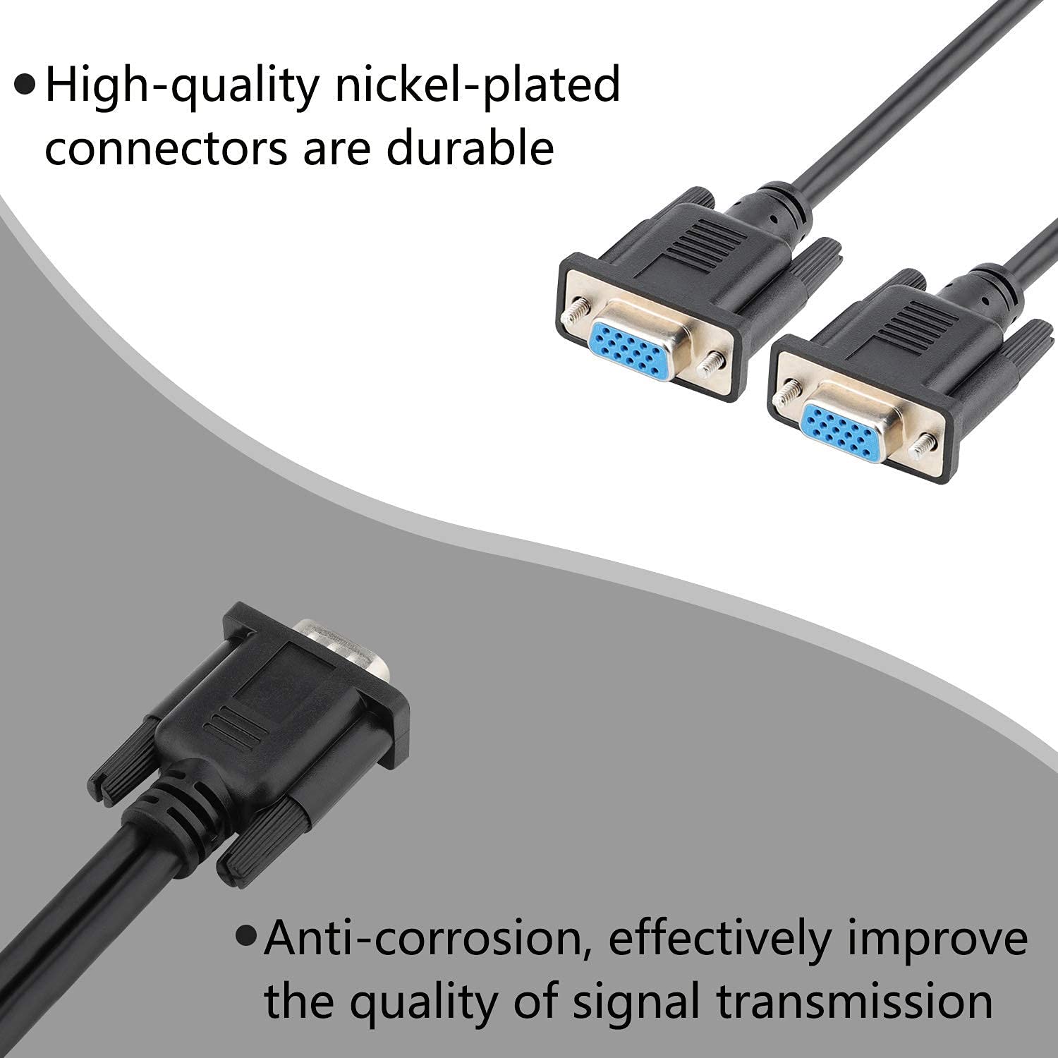 SAISN VGA Y Splitter Cable, VGA 1 Male to VGA 2 Female Adapter Cable Dual VGA Monitor Y Cable for Screen Duplication - 1 Feet, Black (No Screen Extension)