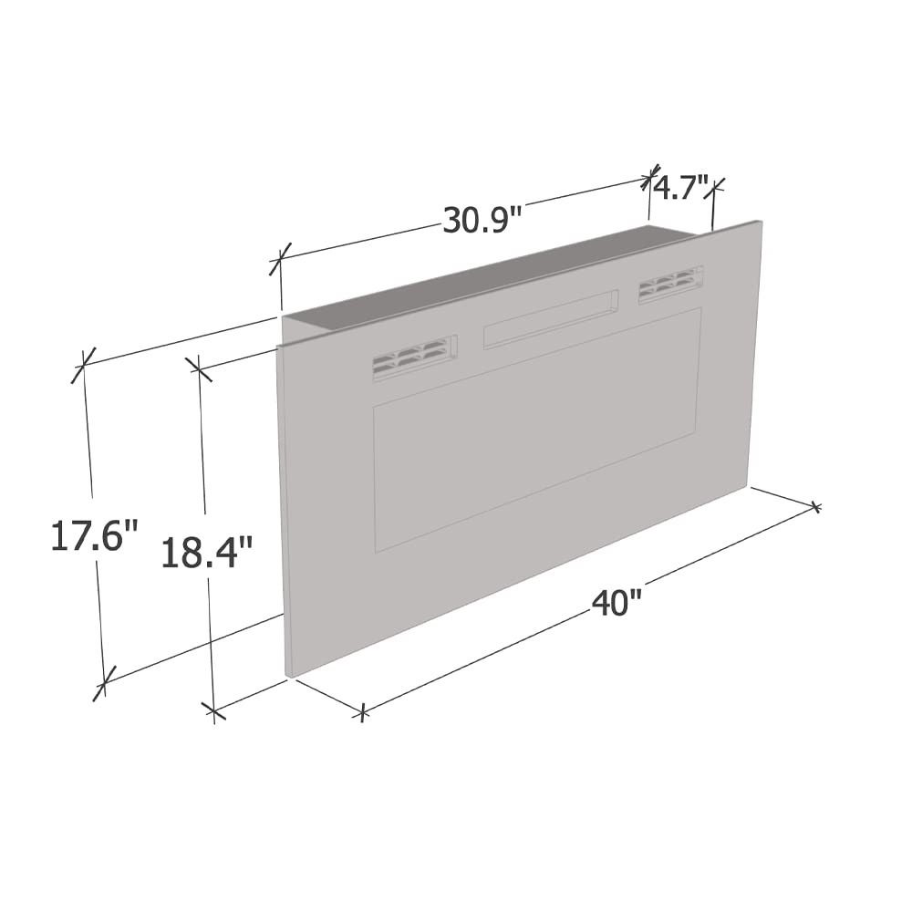 40" Electric Fireplace Recessed Wall Mounted Heater, 1500W/5100BTU (White)
