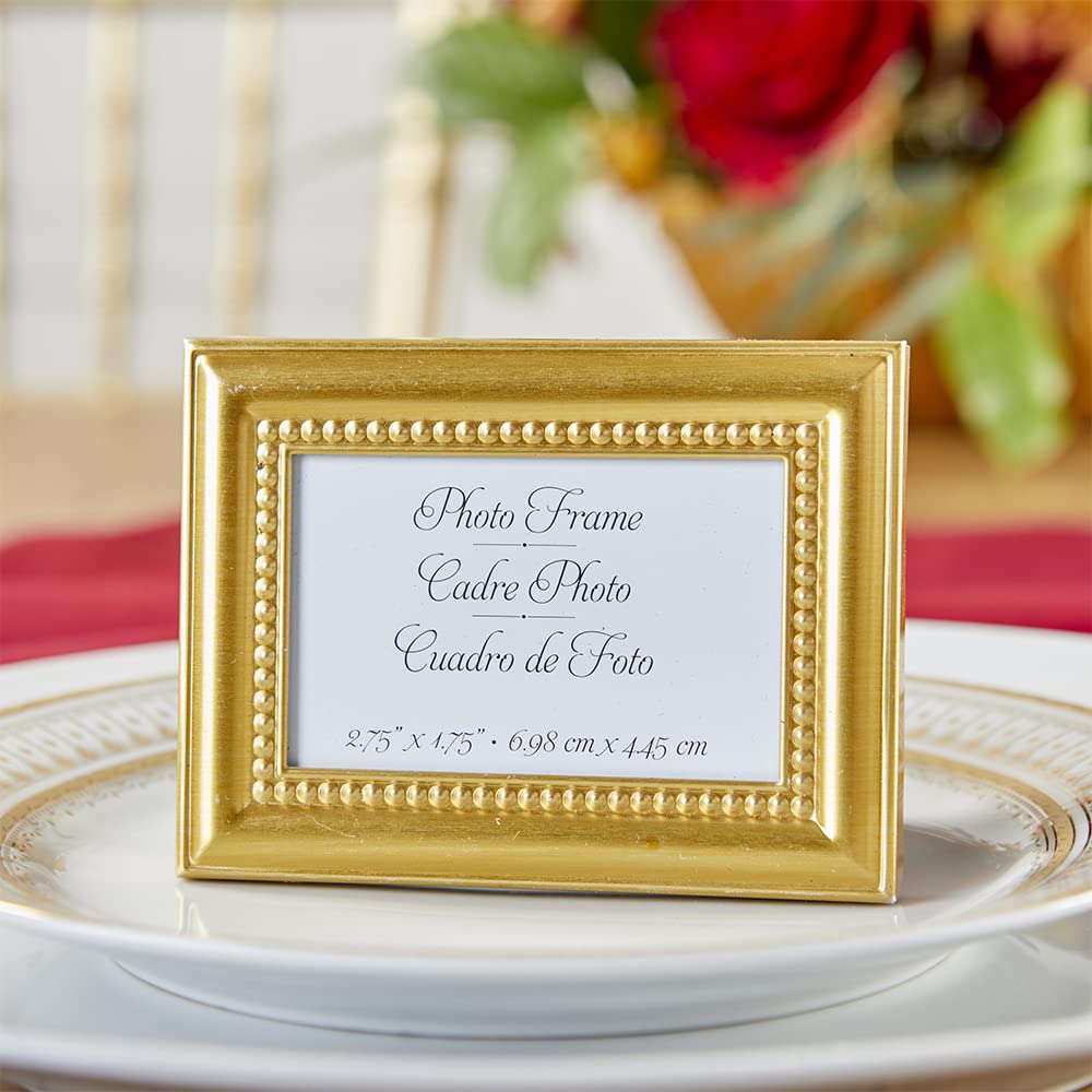 Kate Aspen Beaded Mini Gold Picture Frames/Place Card Holder, Wedding Decor, Wedding Favors, Tabletop Photo Holder (Set of 6)