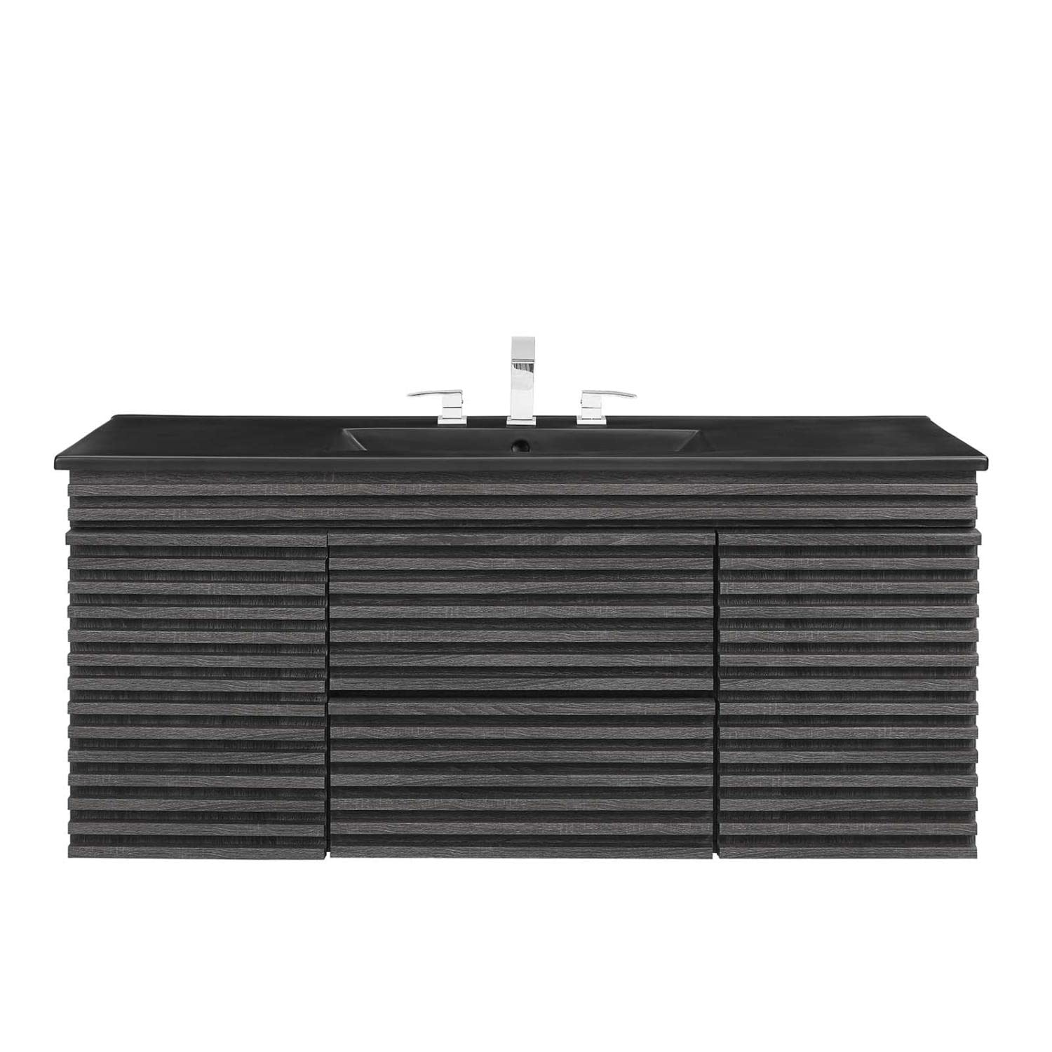 Modway Render 48" Wood Wall-Mount Bathroom Vanity - Charcoal/Black