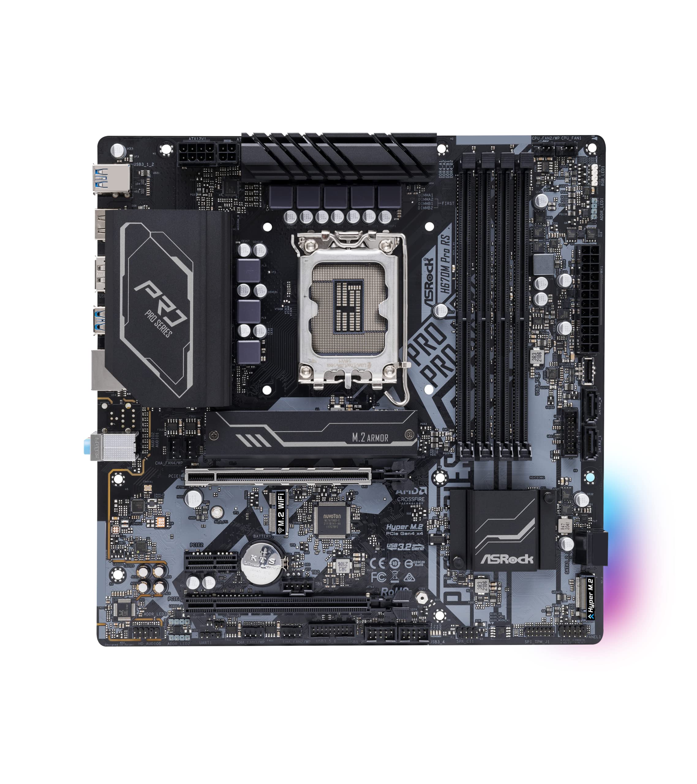 ASROCK H670M PRO RS Socket LGA1700/ Intel H670/ DDR4/ SATA3&USB3.2/ M.2/ Micro ATX Motherboard