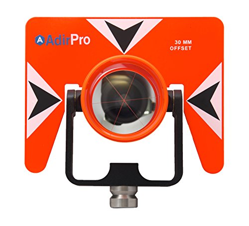 AdirPro All-Metal Single Tilt Prism- Fits All 0/-30mm Offset Total Stations Surveying Tool With Case Soft Bag, Ideal as Land Surveying Equipment, Orange
