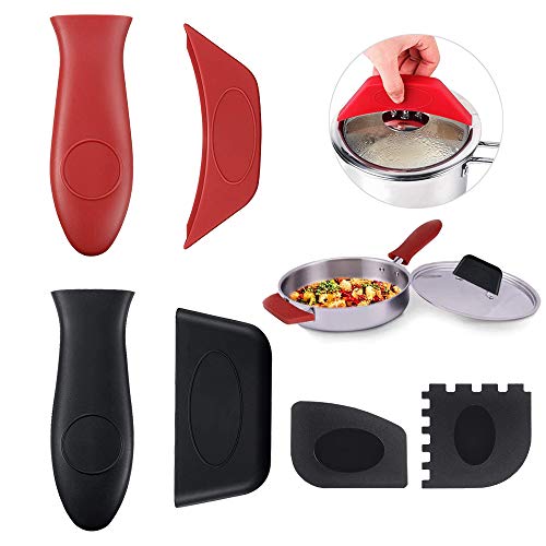 6 Pack Silicone Hot Handle Holder Non Slip Pot Holders Cover,Pan Handle Sleeve Pot Holders Cover, Non Slip Rubber Pot Holders, Handles Grip Covers for Frying Cast Iron Skillet Metal Pan