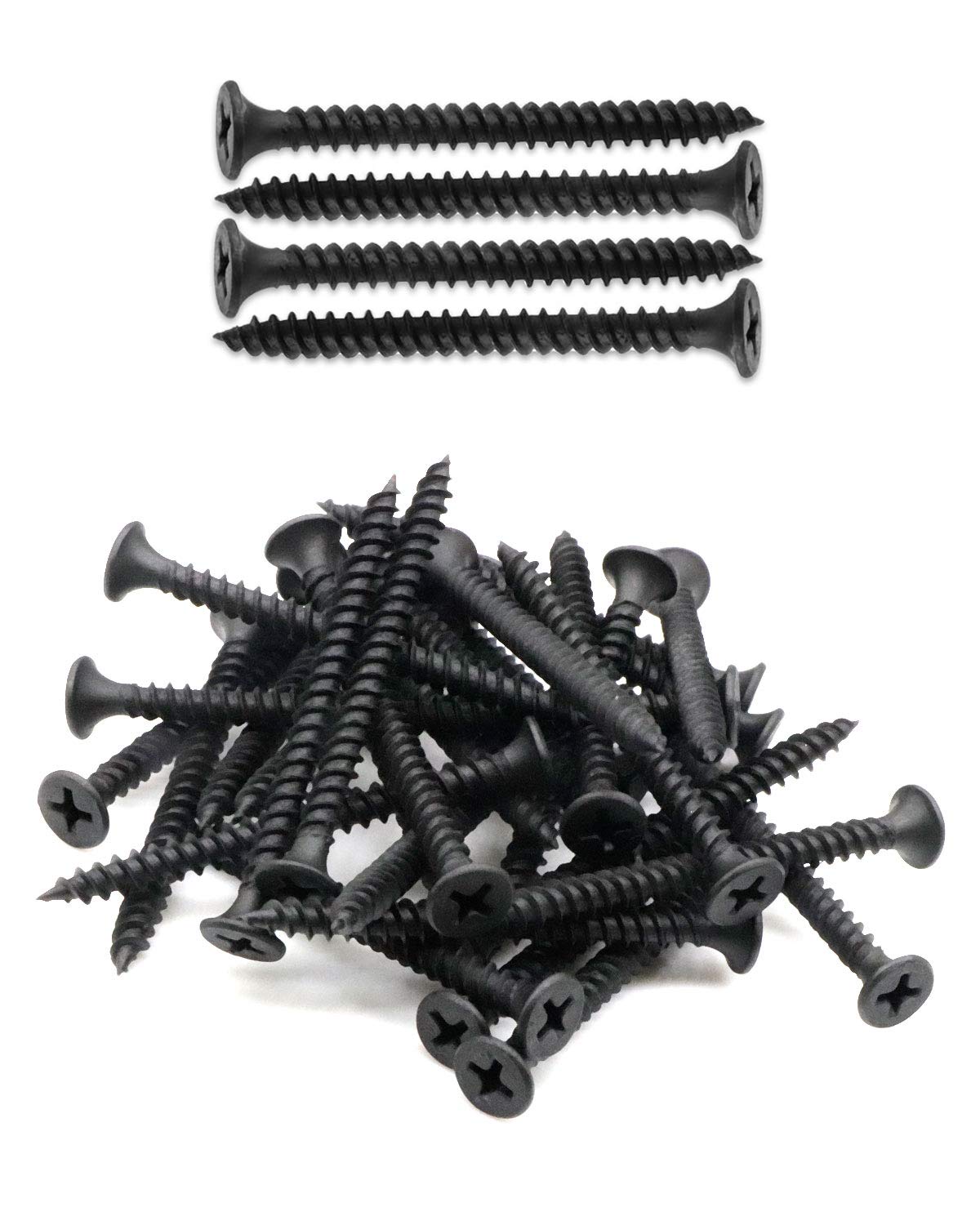 IMScrews 100pcs #6x2 Flat Head Phillips Drywall Screws Fine Thread Sharp Point Wood Screw, Carbon Steel 1022A, Black Phosphate