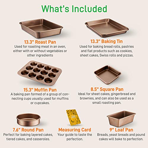 NutriChef 20-Piece Nonstick Kitchen Cookware Set - PTFE/PFOA/PFOS-Free Heat Resistant Kitchen Ware Pots Baking Pan Set w/Saucepan, Frying Pans, Cooking Pots, Oven Pot, Lids, Matt Gold NutriChef