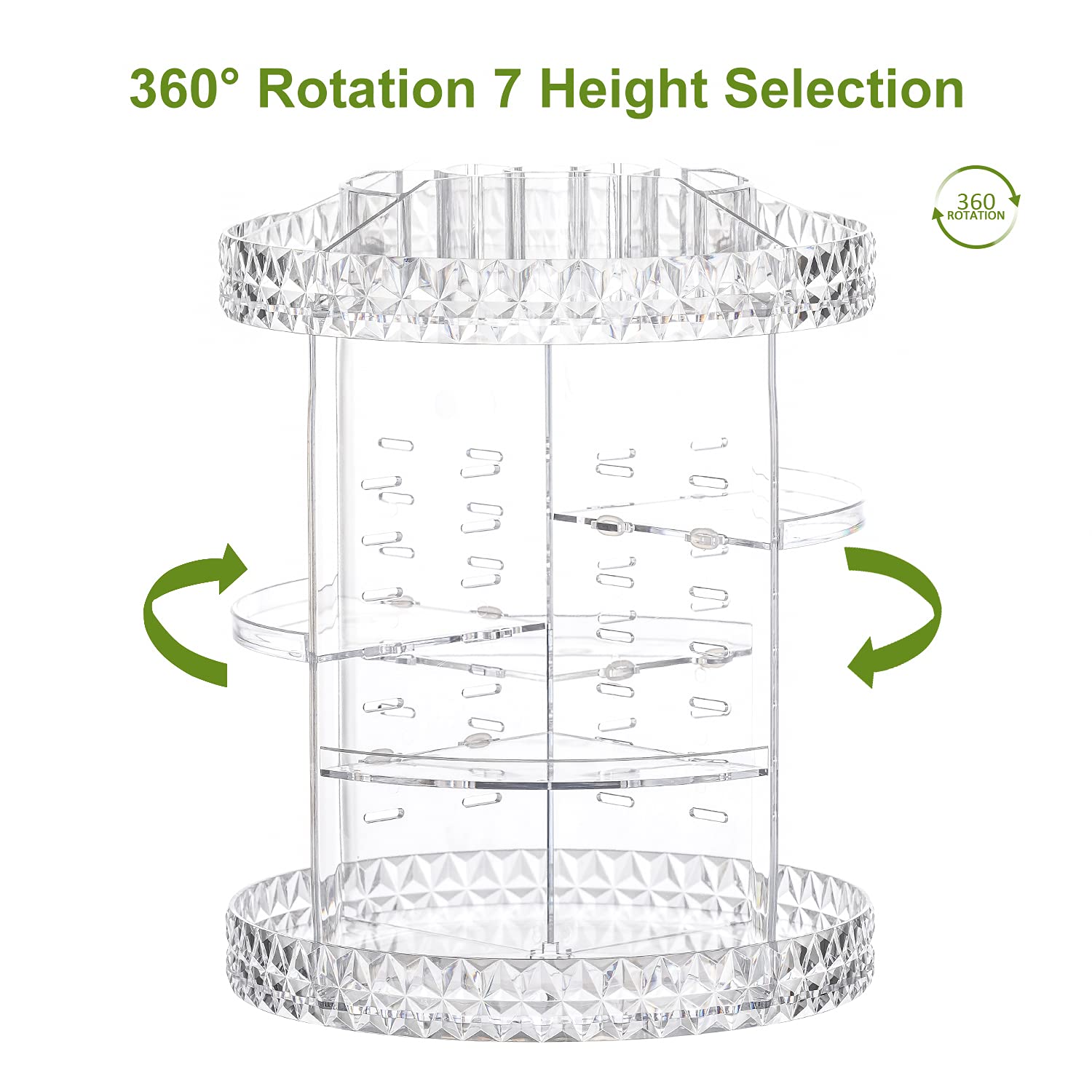 360 Degree Rotating Makeup Organizer, 7 Layers Adjustable Makeup Storage Organizer Box for Lipstick and Brushes, Large Capacity Acrylic Cosmetic Display Cases for Dresser and Bathroom1