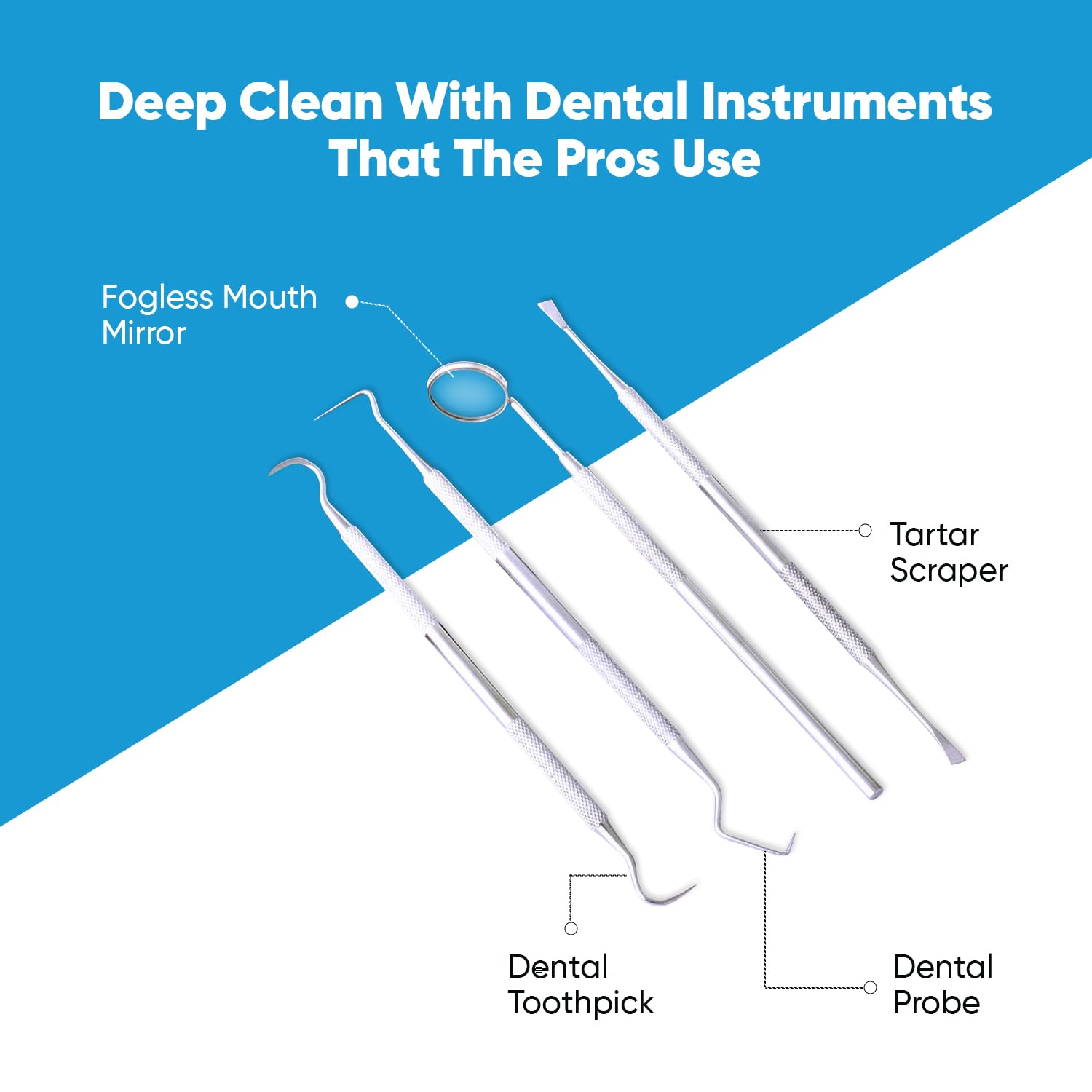 Dental Cleaning Tools Set For At Home Use - Oral Care Dental Hygiene Kit Includes Teeth Scraper For Plaque, Mirror, Scaler, Pick - These Teeth Cleaning Tools Are Made From Stainless Steel
