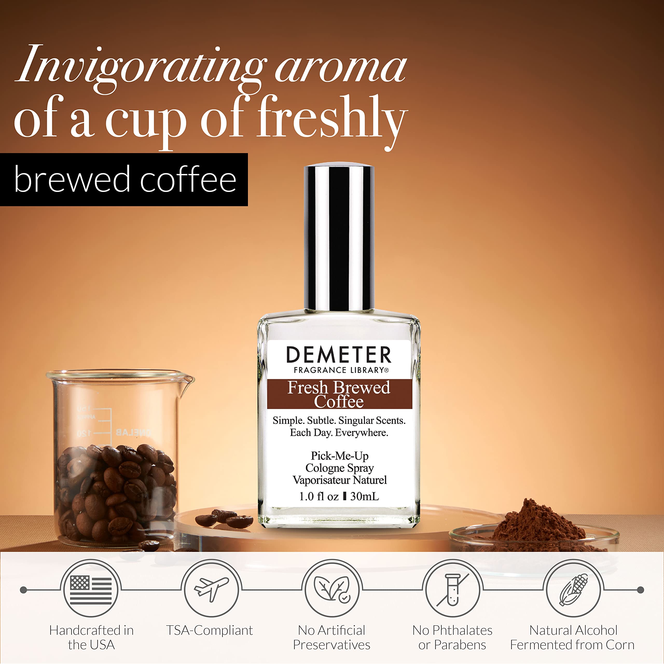 Demeter Fresh Brewed Coffee, 1 oz Cologne Spray, Perfume for Women And Men