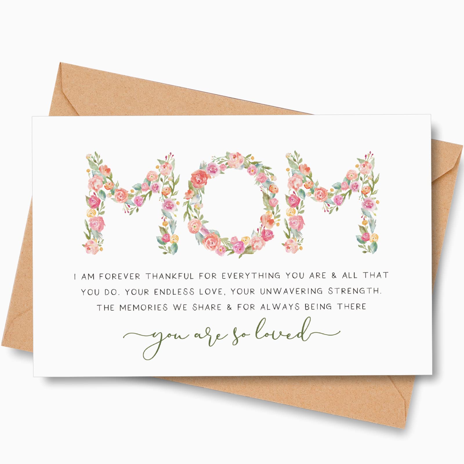 AnyDesign Mother's Day Cards Colorful Floral MOM Greeting Cards with Kraft Envelopes Matching Seal Stickers Birthday Blank Note Cards for Mom Assortment for Mother's Day Celebration, 12 Pack