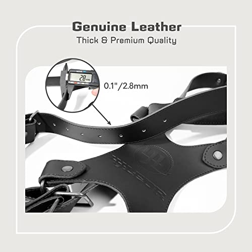 4J LEDR Camera Strap Accessories for Two-Cameras,Dual Camera Harness,Dual Shoulder Leather Harness,Camera Shoulder Strap,Leather Camera Strap,Multi Camera Gear for DSLR/SLR Strap,Quick Release,BLACK