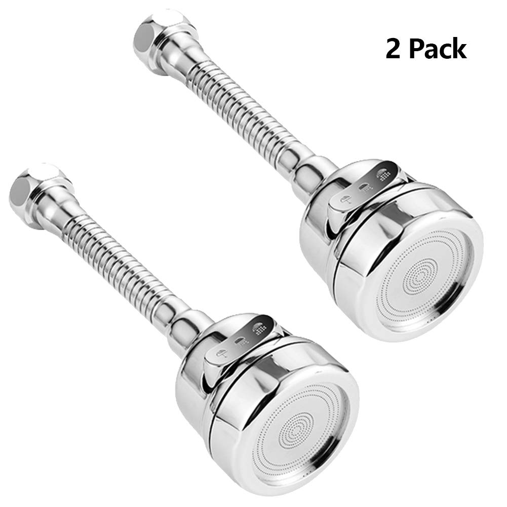 360 Degree Swivel Faucet Aerator 2PCS Deluxe Water Saving Faucet Sprayer Water Saving Bubbler Pressurized Faucet Filter Kitchen Accessories(6.9in)