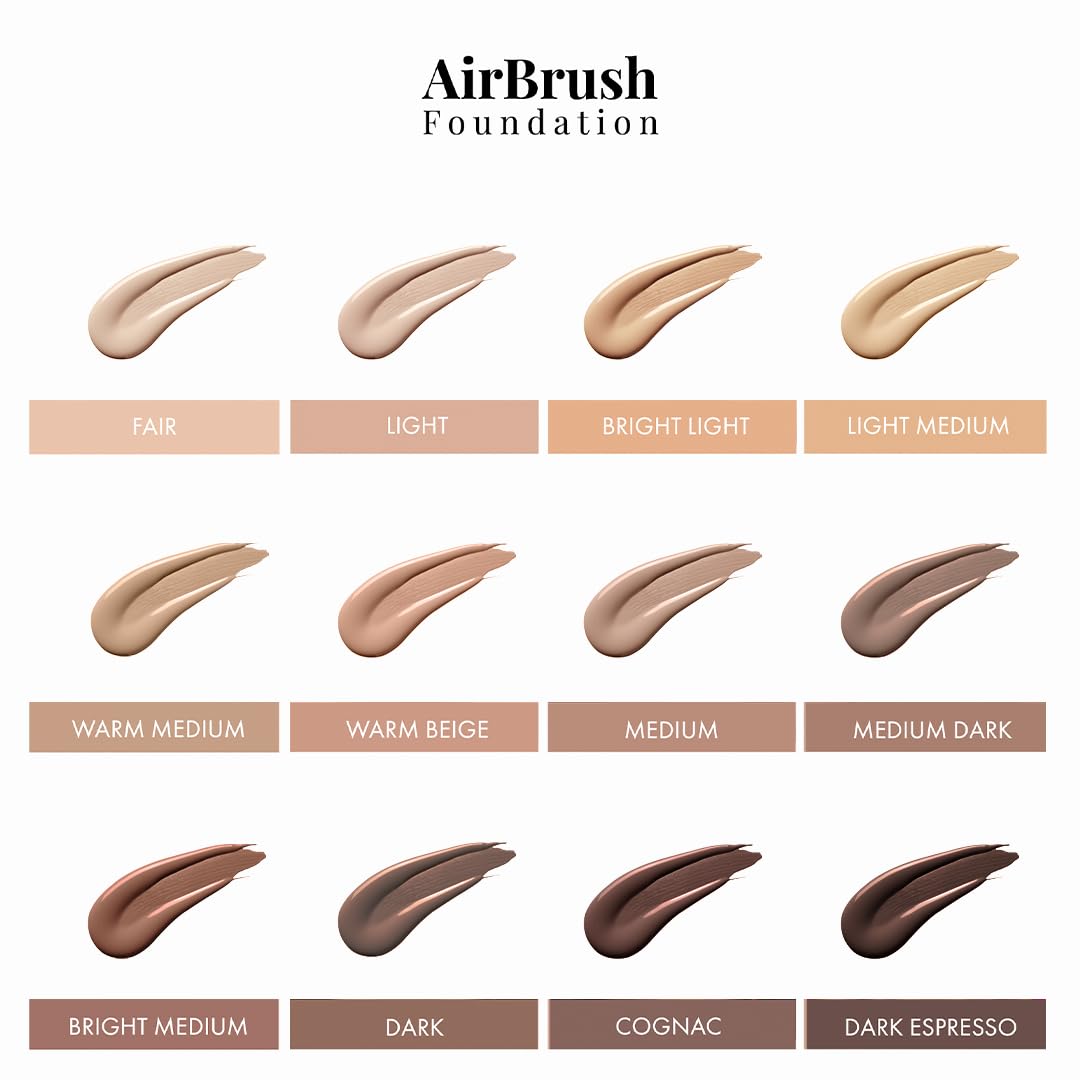 MagicMinerals AirBrush Foundation Set by Jerome Alexander – 3pc Set Includes Primer, Foundation and Kabuki Brush - Spray Makeup with Anti-aging Ingredients for Smooth Radiant Skin (Warm Medium)