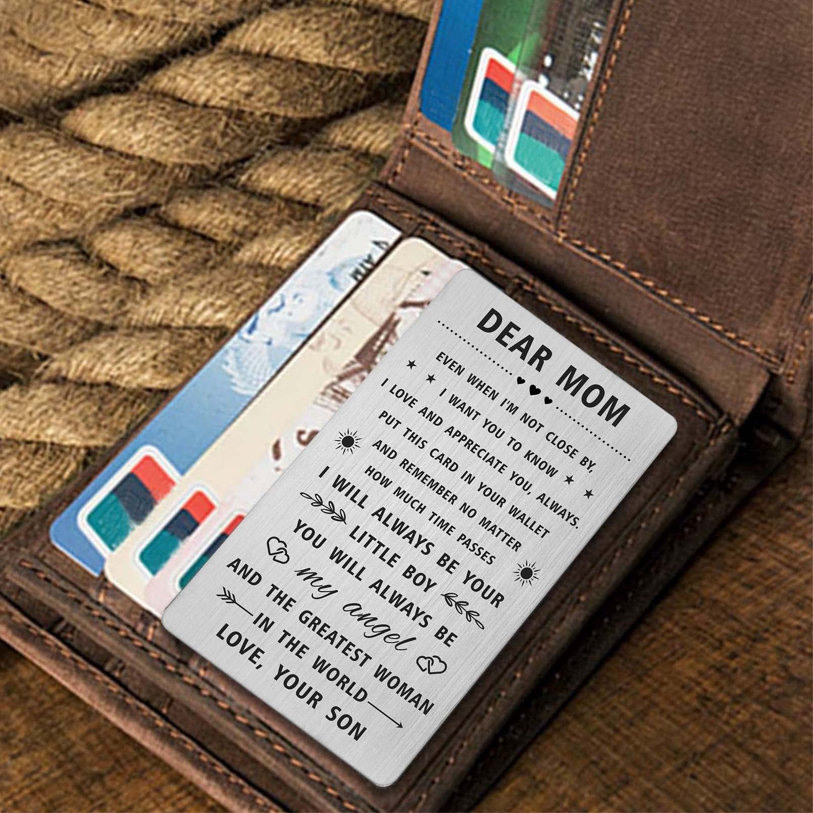 SOUSYOKYO Mom Christmas Card from Son, Thank You Mom Wallet Card from Son, Personalized Mom Wedding Birthday Gift from Son, Unique Mom Long Distance Present