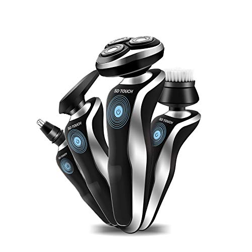 4 in 1 Multifunctional Waterproof Smart Electric Shaver Rechargeable 3D Rotary Shaver Razor Wet & Dry Rotary Shavers for Men Electric Shaving Razors