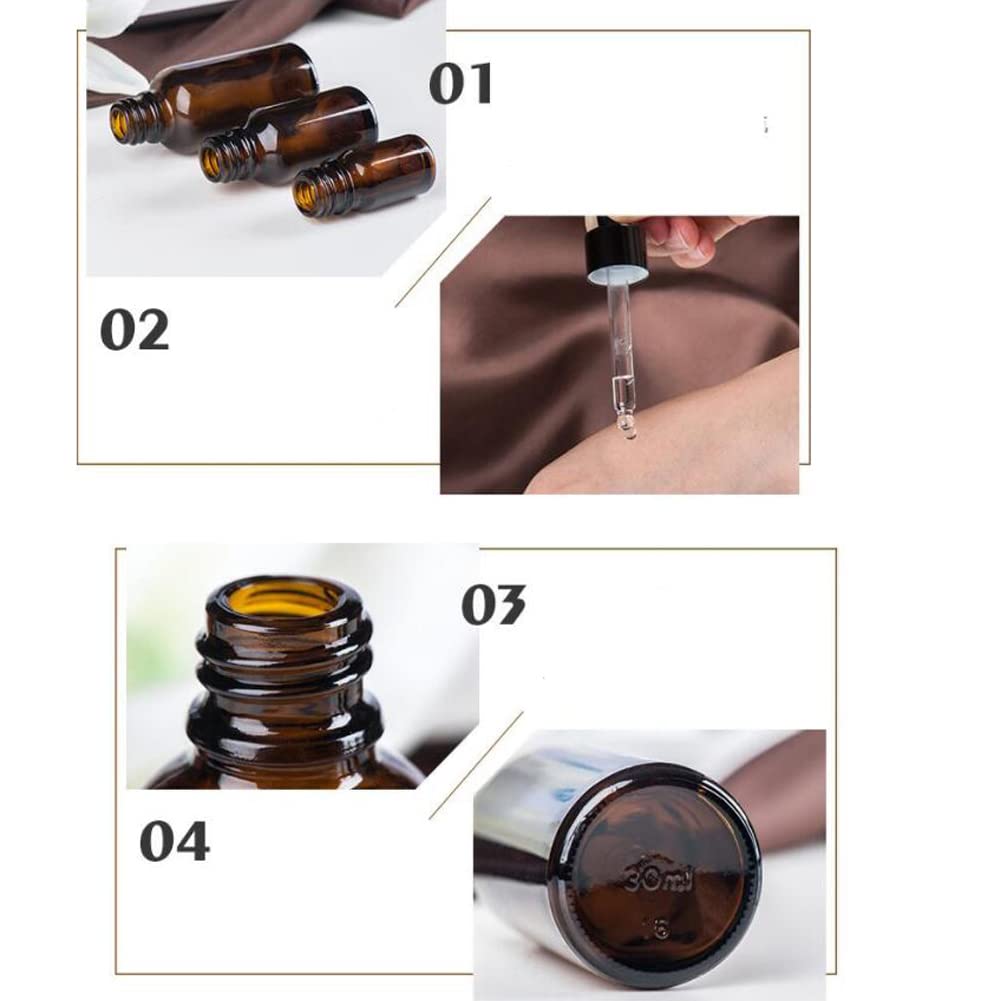 ericotry 3Pcs 100ML /3.4oz Empty Refillable Amber Glass Graduated Dropper Bottle Essential Oil Cosmetics Elite Fluid Container Jar Pot Holder with Glass Pipette Dropper