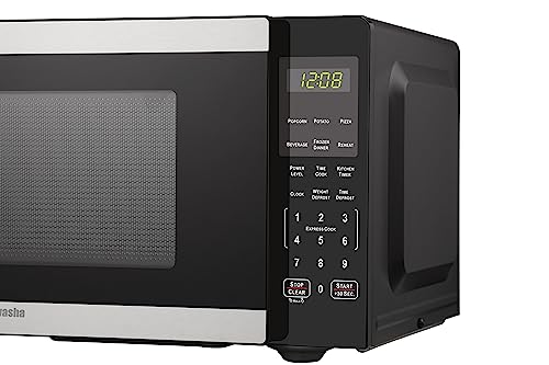 Countertop Microwave Oven, 0.9 cu. ft. Digital Microwave Oven with Turntable Push-Button Door, Child Safety Lock, Stainless Steel Microwave Oven,900 Watts