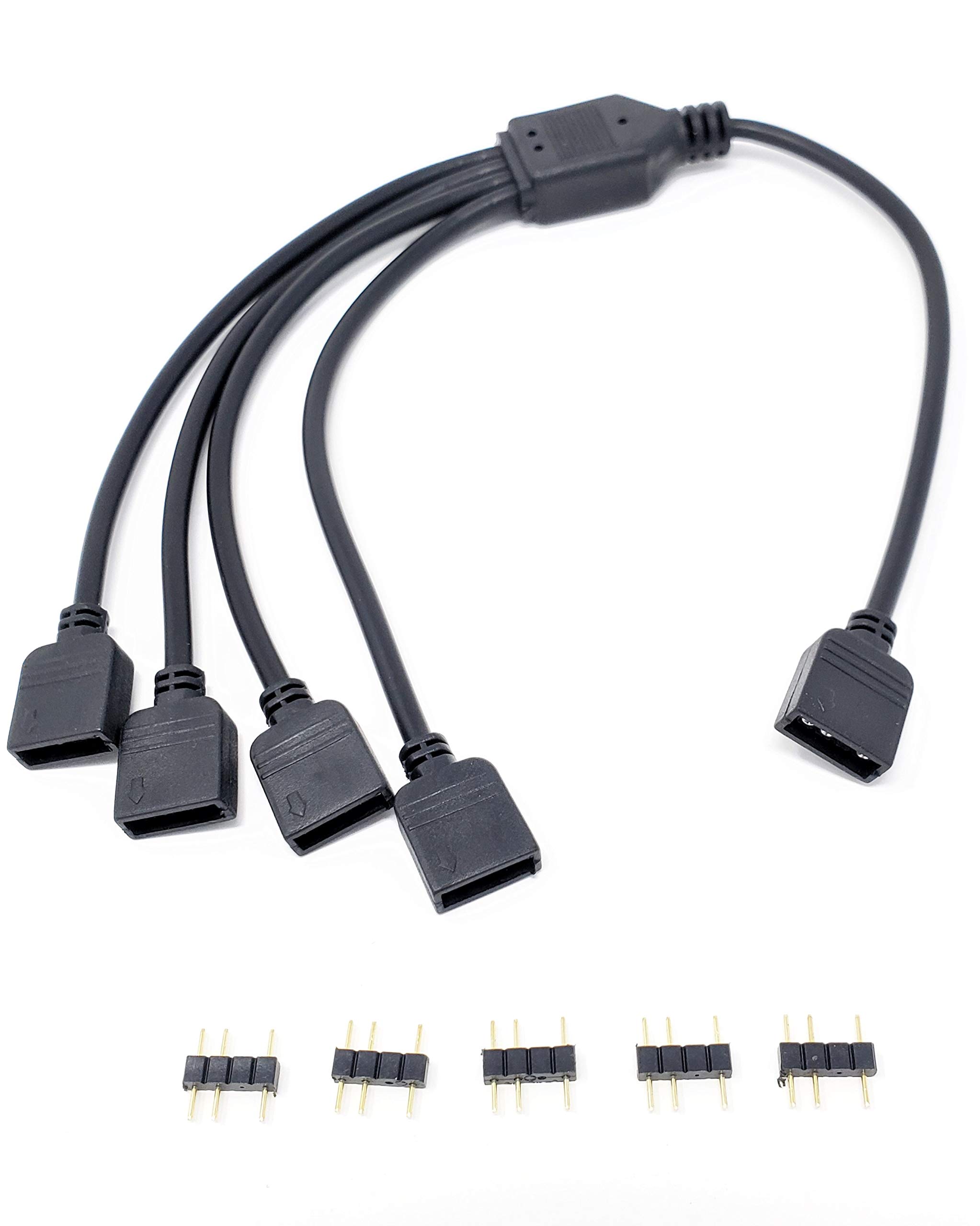 Micro Connectors 3-Pin Addressable RGB (ARGB) 1 to 4 Splitter Cable - 50cm with Male Pins (F04-04ARGB-50)