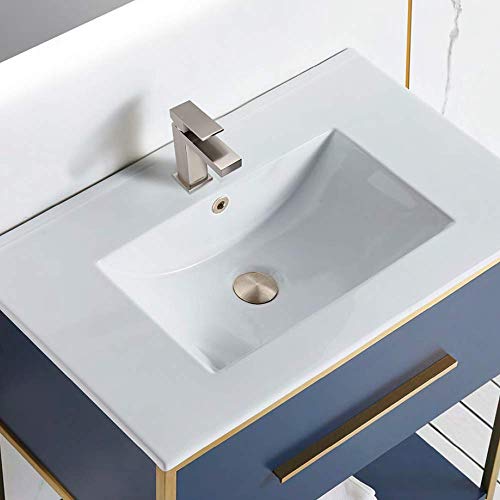 ALWEN Bathroom Faucet Brushed Nickel, Bathroom Faucets for Sink 1 Hole, Single Faucet with Pop Up Drain, Modern Bathroom Sink Faucet