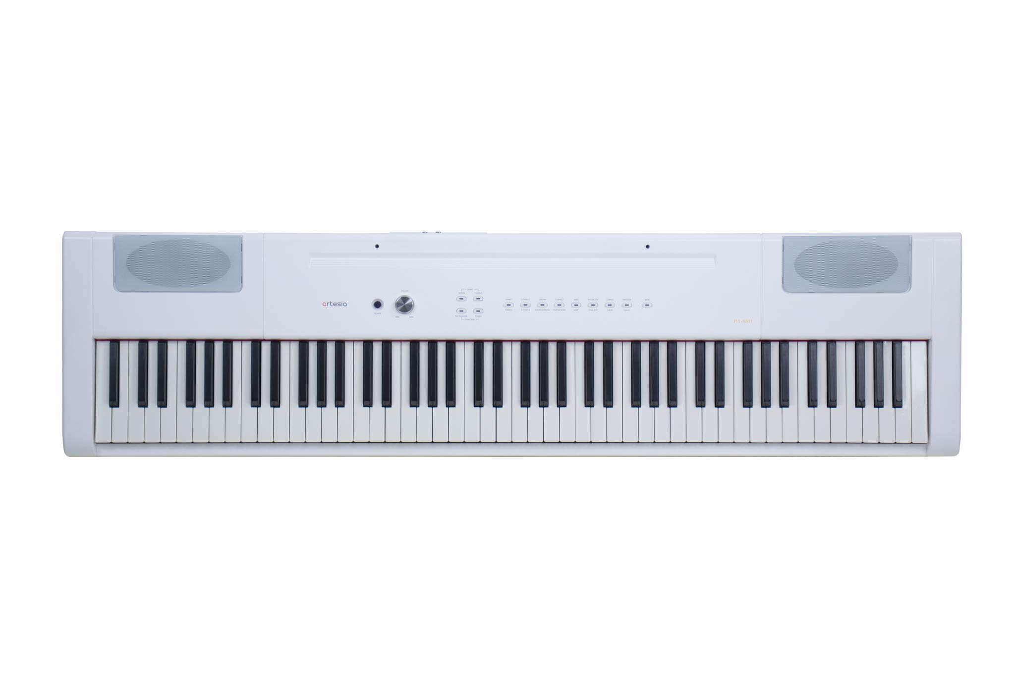 Artesia PA-88H 88-Key Weighted Hammer Action Digital Piano with 16 Dynamic Voices + Power Supply + Sustain Pedal (White)