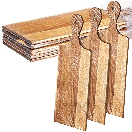 6 Pcs Cutting Board Set Plain Chopping Board with Handles Laser Engraving Serving Board Wooden Charcuterie Kitchen Board Bulk for DIY Housewarming Christmas Gift (17 x 6 Inch, Acacia Wood)