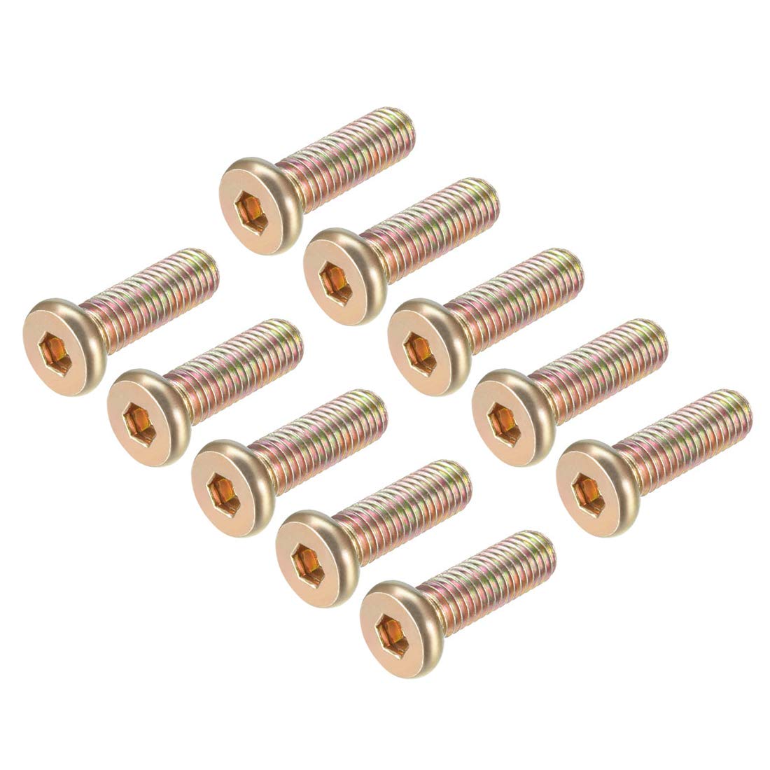 uxcell M8x25mm Furniture Screw Hex Socket Machine Screws Zinc Plated Fasteners Bolts Full Thread Carbon Steel 10Pcs