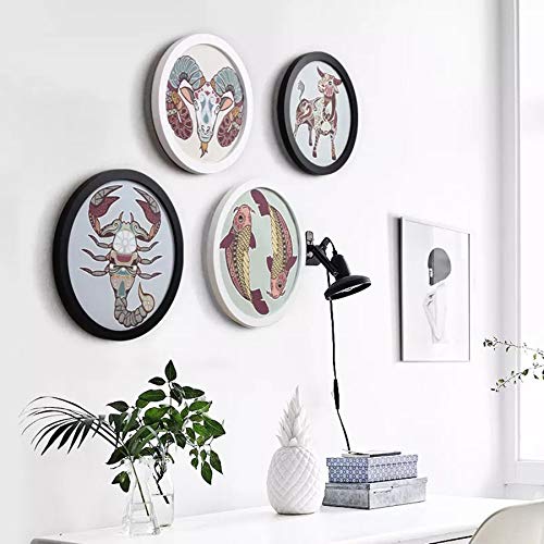 alblinsy Round Photo Frame Wooden Wall Hanging Picture Frames for Home Office Wall Decor (Black, 10 inch)