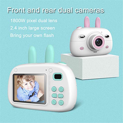 MCJL Child Camera Child Digital Camera Photograph Print Camera Cartoon Rabbit Video Recorder 1080P High List Anti Dual Lens 2.4 Inch IPS Screen,Blue,8GB