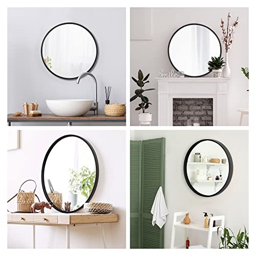 ZenStyle Black Circle Wall Mirror 18 Inch Round Wall Mirror with Metal Frame for Entryways, Bathrooms, Living Rooms, Wall Decor, Farmhouse, Makeup Vanity (Black, 18" x 18")