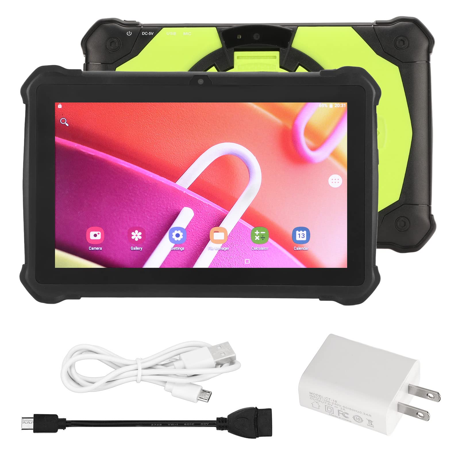 7 Inch Kids Tablet Baby Tablet 100240V Rear 8MP US Plug Front 5MP for Studio (Green)