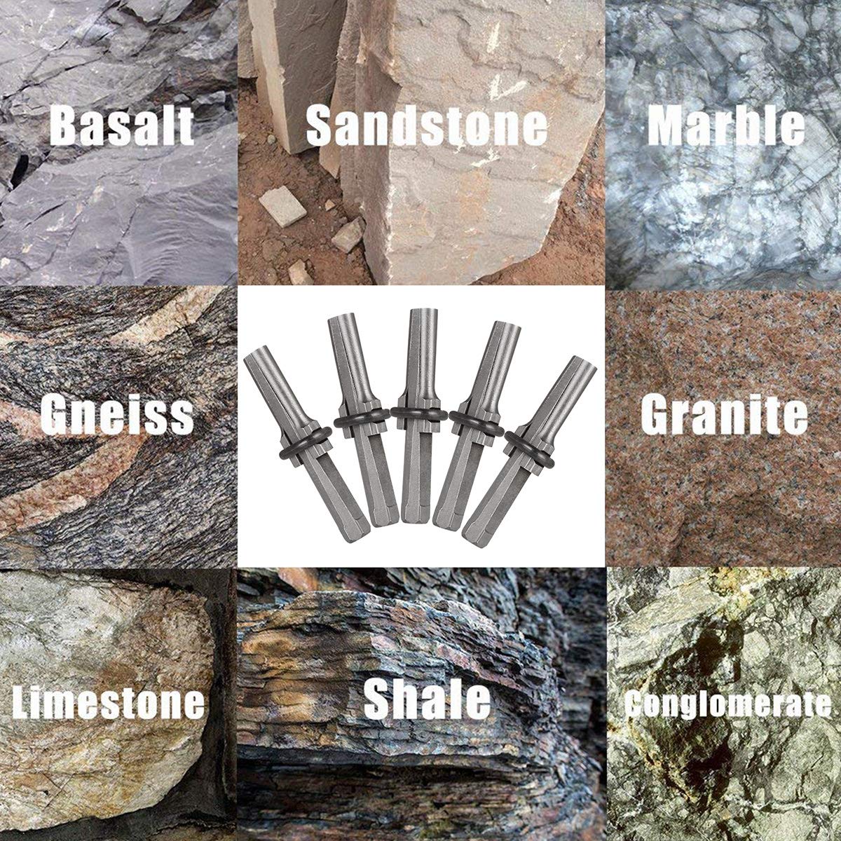 ABuff 10 Packs of Heavy Duty Wedge and Feather Shims, 5/8 Inch Plug Shim and Wedge Concrete Rock Stone Splitter Hand Tools