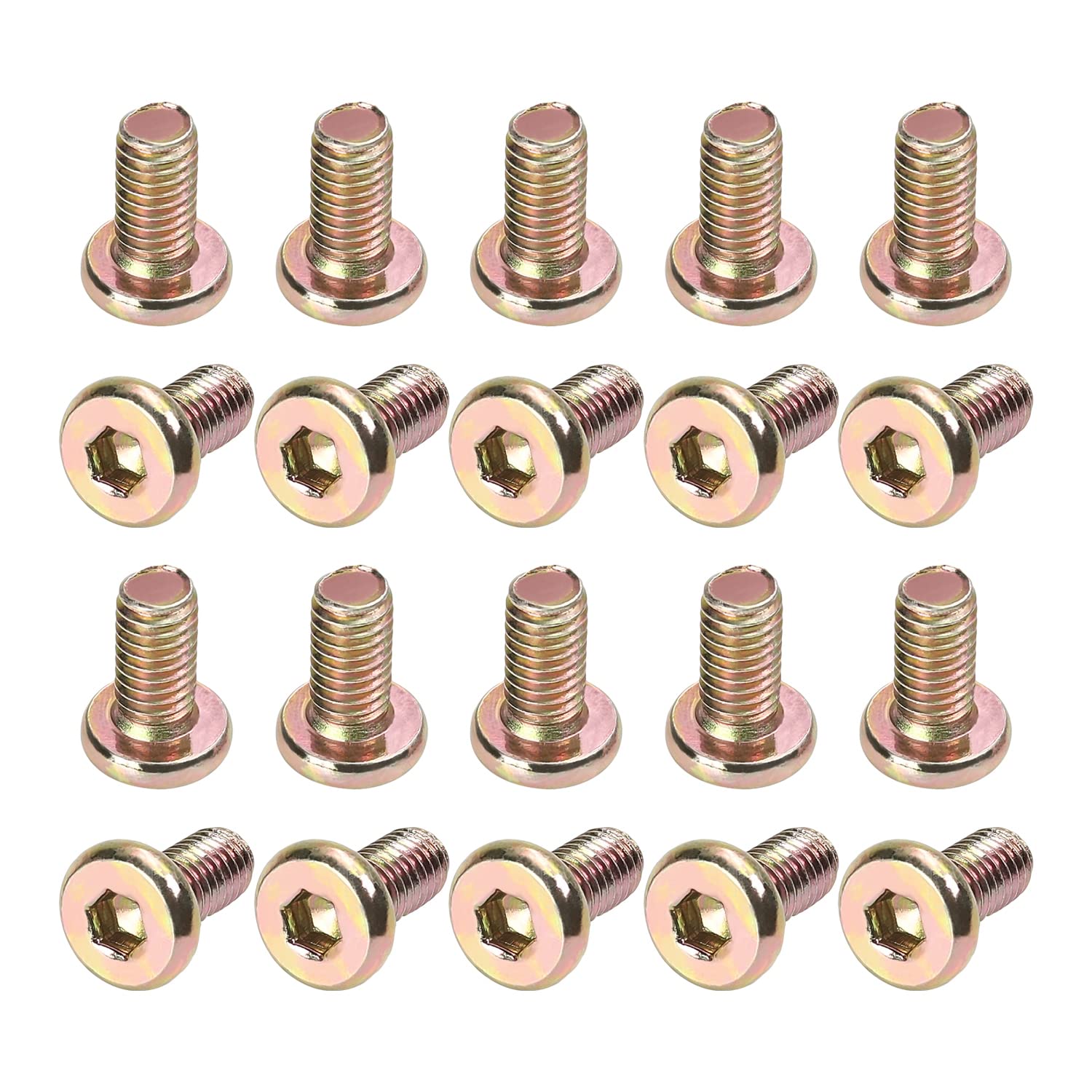 Yinpecly M6 x 50mm Hex Socket Flat Head Screws Furniture Bolts Fastener Full Thread Carbon Steel Colorful 20pcs