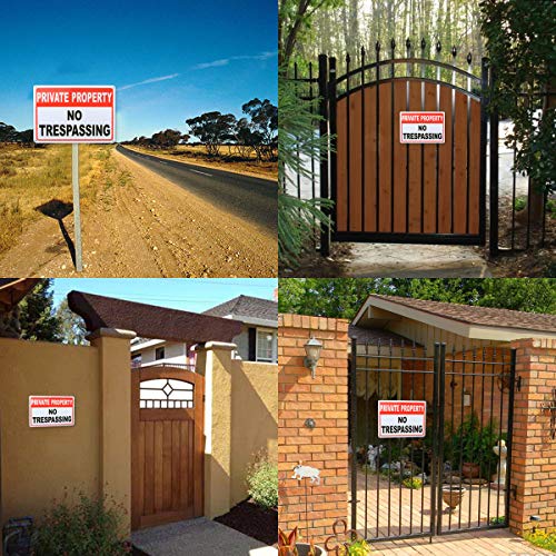 Abuff Private Property Sign, 10-Pack No Trespassing Aluminum Warning Sign - 10"x 7" .04"- Outdoor Use for Home Yard Business Driveway Alert, Reflective, UV Protected & Waterproof