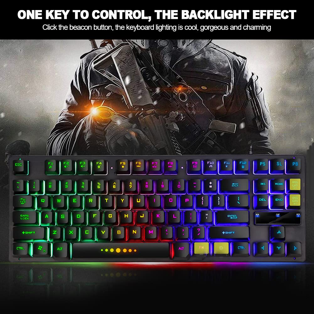 Vbestlife GK10 Wired Gaming Keyboard, 87Key RGB Mechanical Keyboard,led Backlight Keyboard, Ergonomic Computer Supplies, Suitable for laptops and Desktop Computers fosa1mcu1nt3zho139