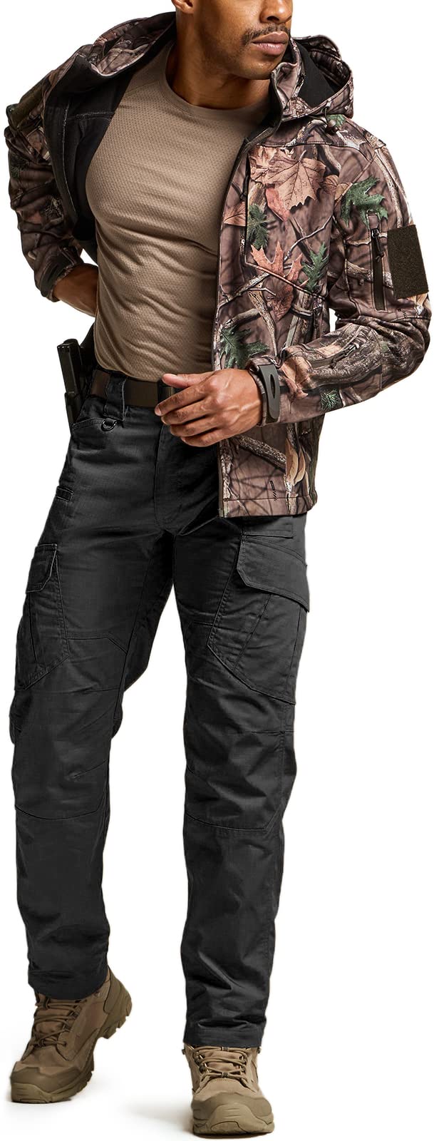 CQR Men's Tactical Pants, Water Resistant Ripstop Cargo Pants, Lightweight EDC Hiking Work Pants, Outdoor Apparel, Duratex Mag Pocket Black, 38W x 32L