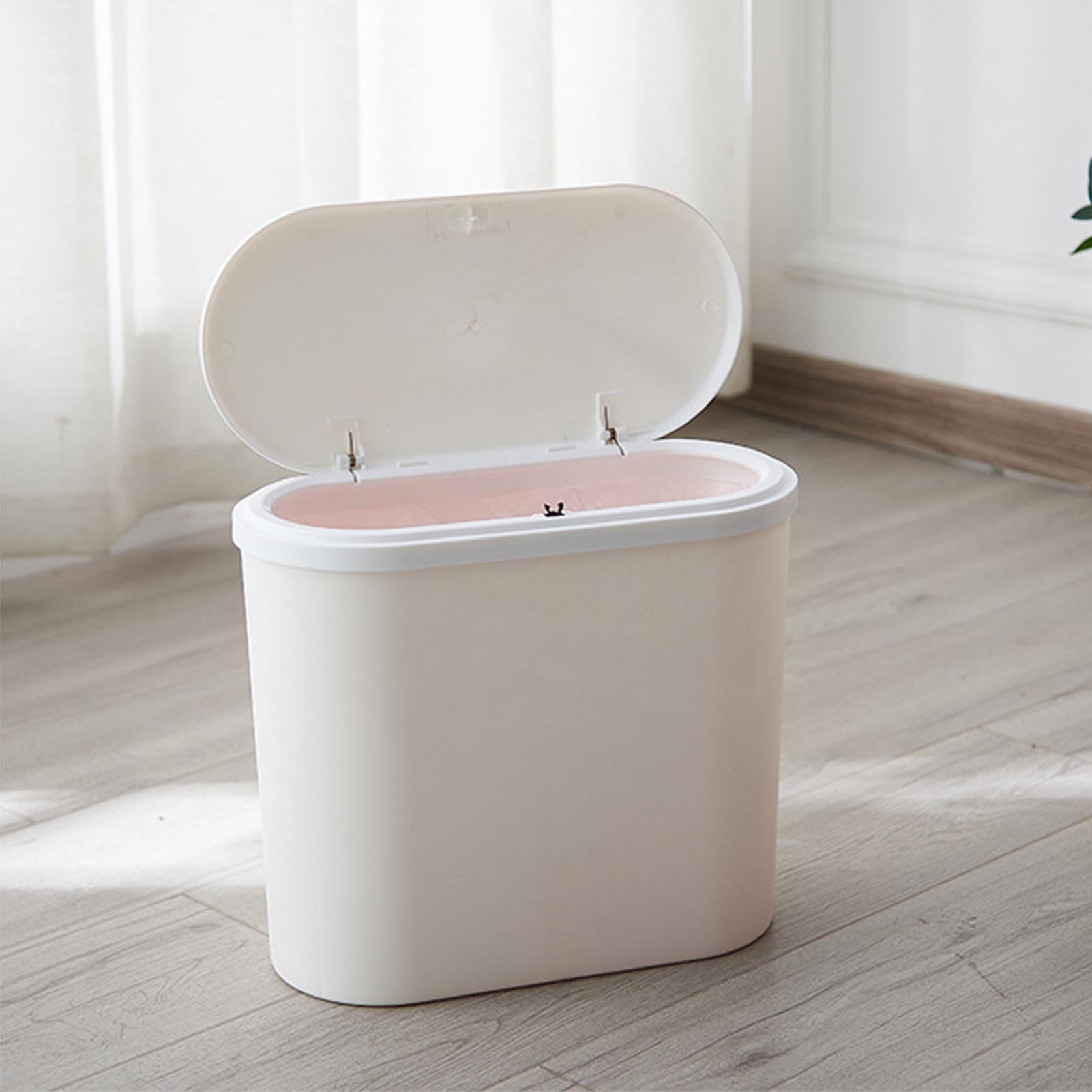 Aladeno White Trash Can Waste Basket Large Capacity Garbage Can with Press Type Lid Waste Bin, Waste Bin Container Bins for Kitchen, Bathroom, Living Room, Office, Dorm