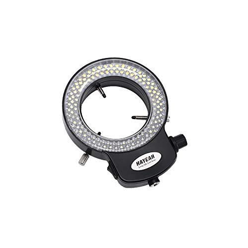 Black 144 LED Bulb Microscope Ring Light Illuminator Adjustable Bright Lamp + Adapter